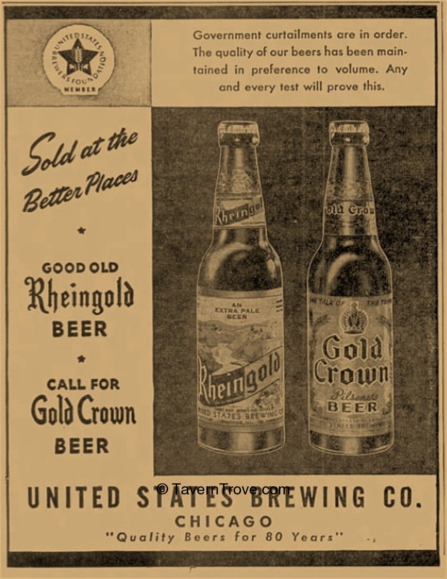 Item #49655 1945 Rheingold/Gold Crown Beer Paper Ad