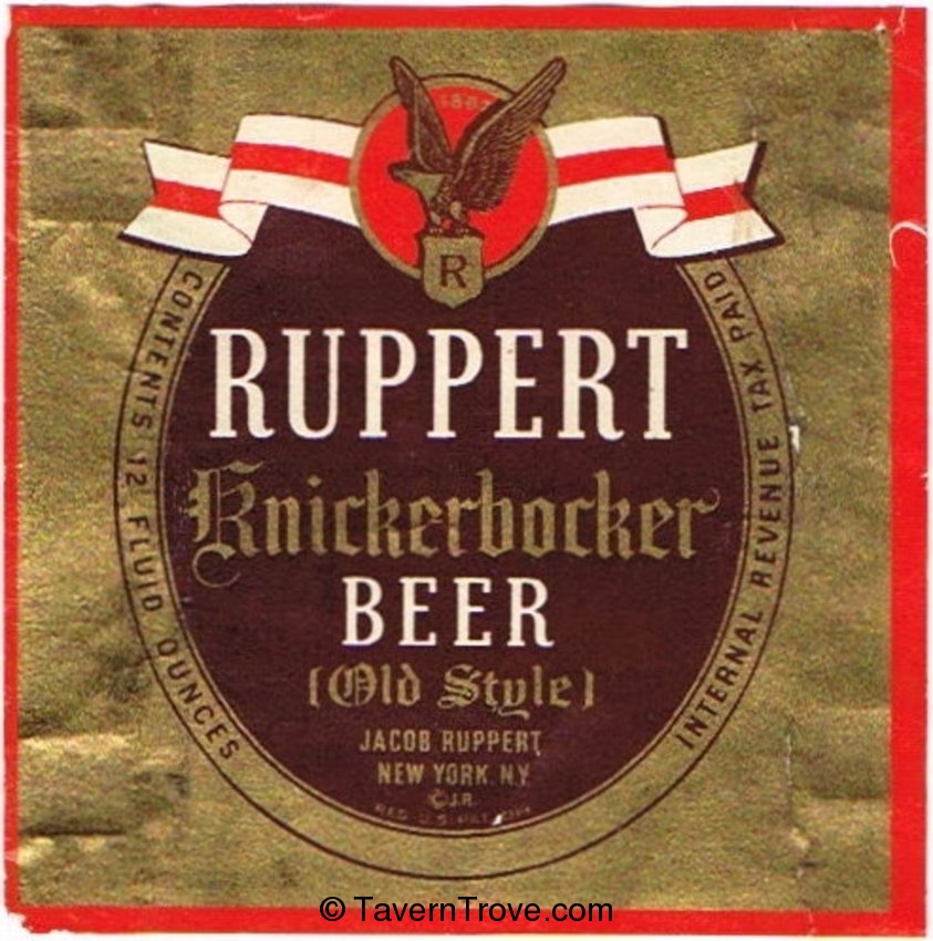 Item #23488 1937 Ruppert Knickerbocker Beer Label NY87-10