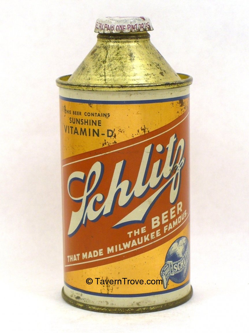Item #81128 1938 Schlitz Beer Cone Top Can 183-25