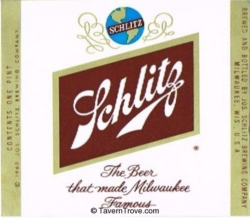 Item #69224 1960 Schlitz Beer Label WI316