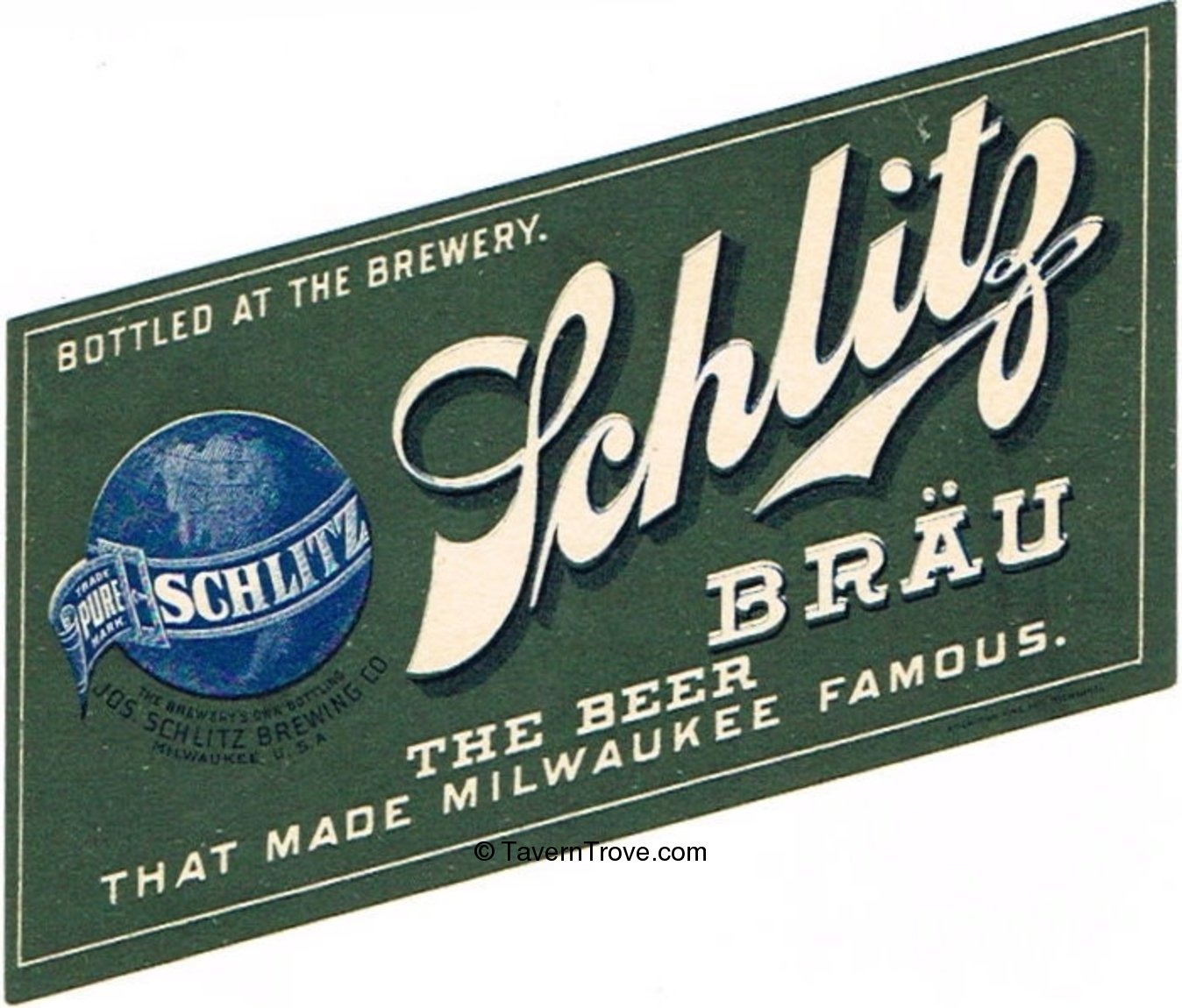 Item #87808 1895 Schlitz Brau Beer (large) Label WI316-45v1