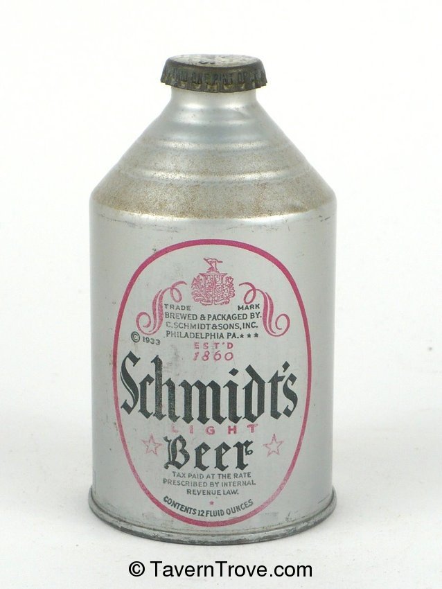 Item #27578 1938 Schmidt's Light Beer Crowntainer 198-32