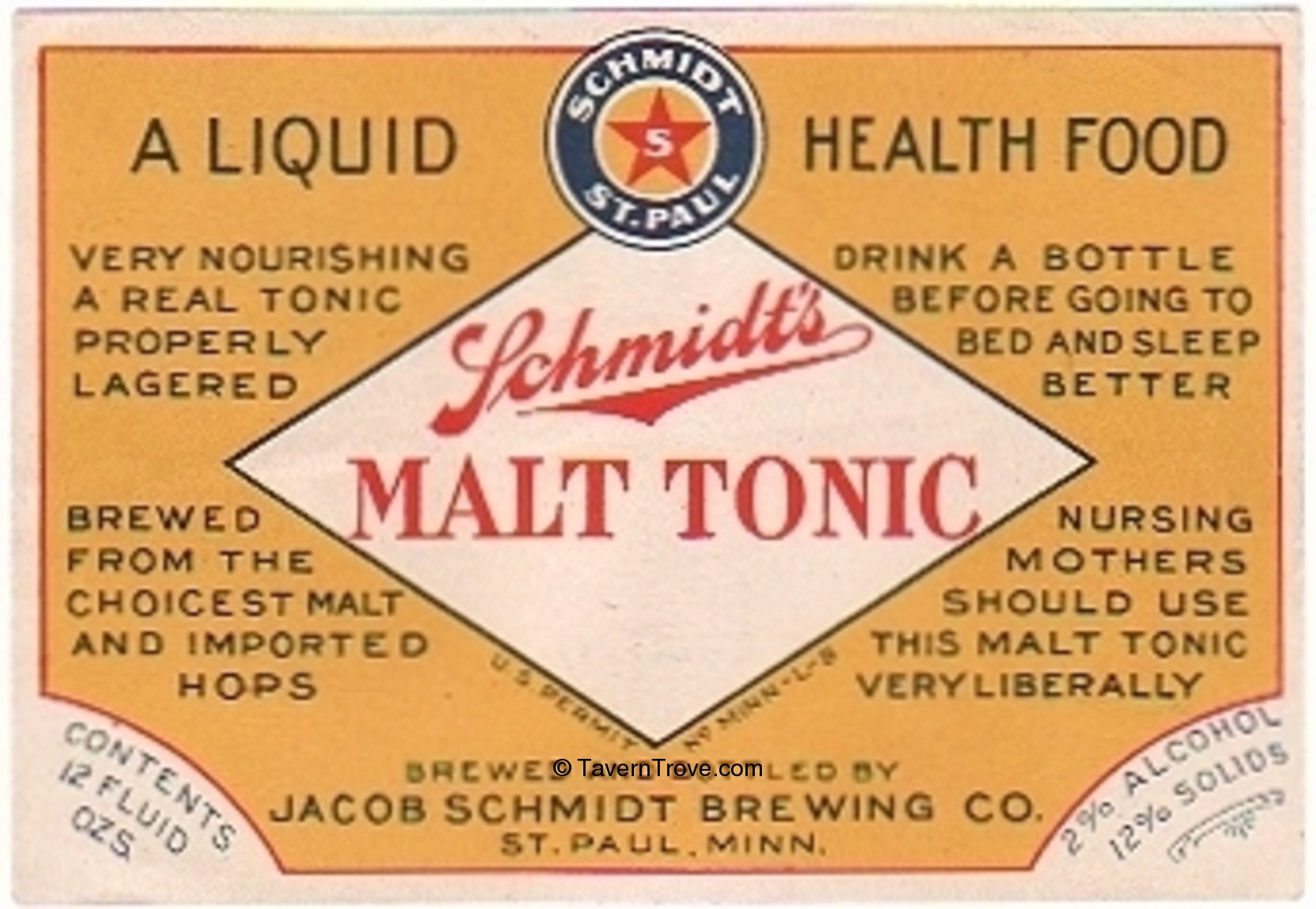Item #68694 1919 Schmidt's Malt Tonic Label CS101-2V