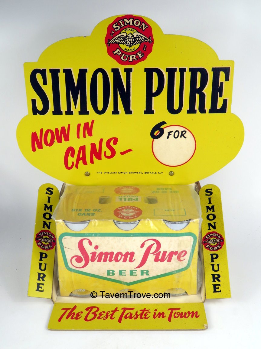 Item #94190 1962 Simon Pure Beer 6-Pack display Mixed Media Sign