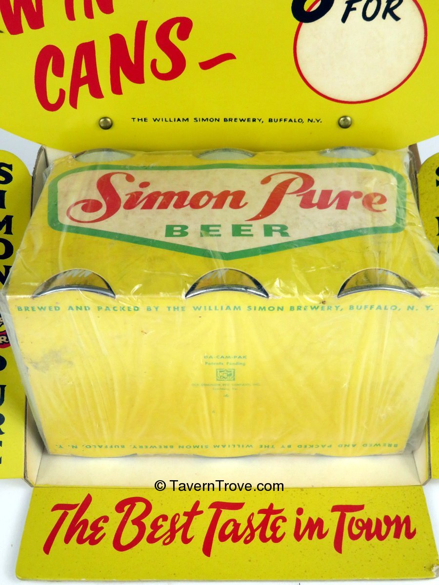 Item #94190 1962 Simon Pure Beer 6-Pack display Mixed Media Sign