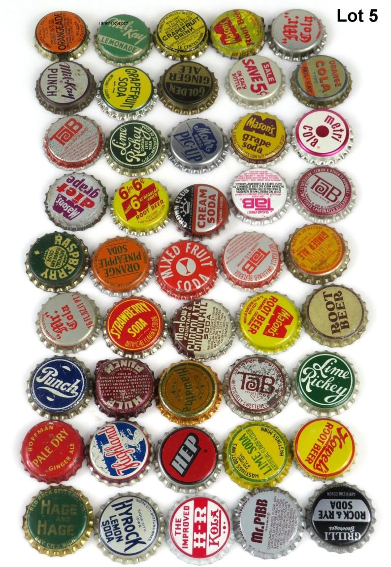 Item #100963 1960 Soda Bottle Cap Crown Lot #5 Mr. Pibb Tab Mason's ...
