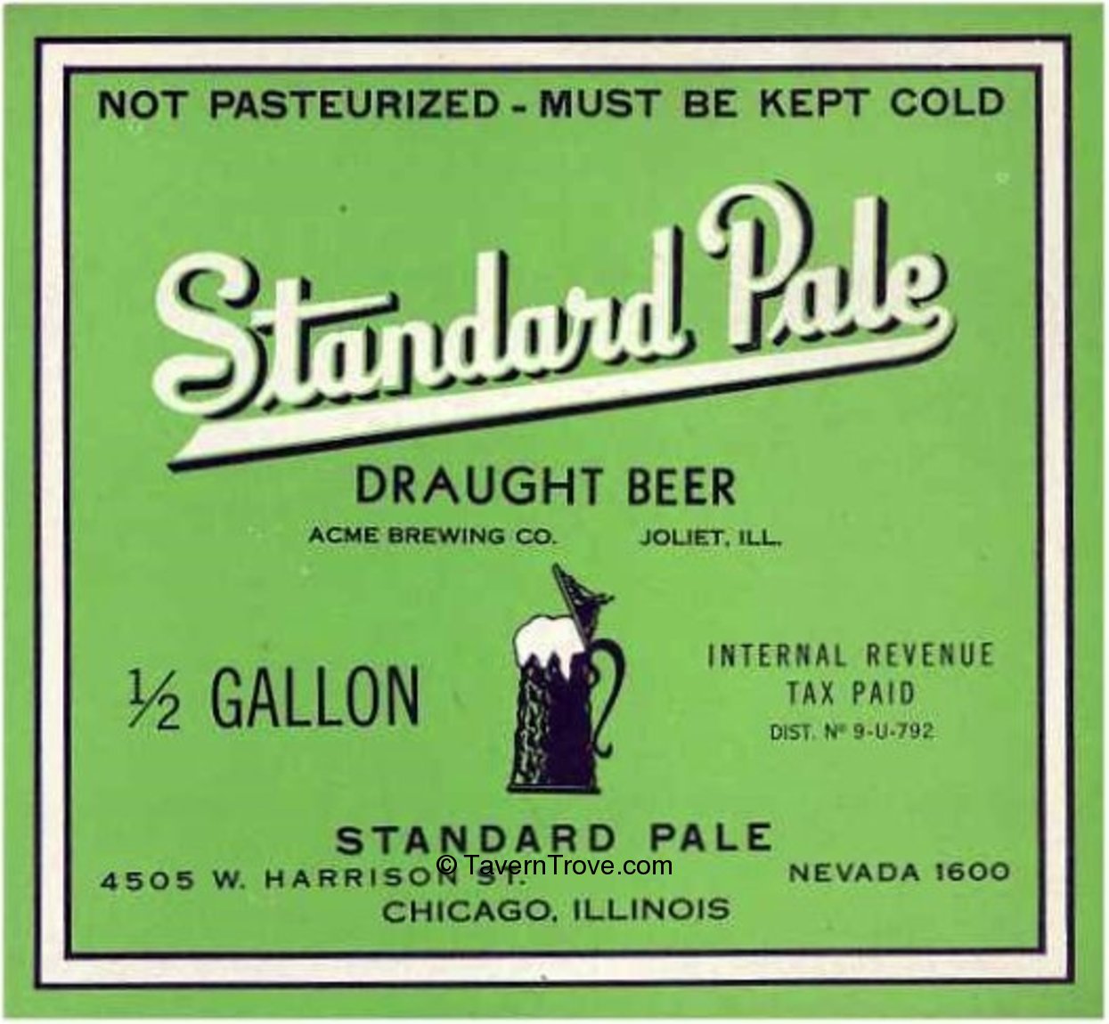 Item #58775 1933 Standard Pale Draught Beer Label IL81-01