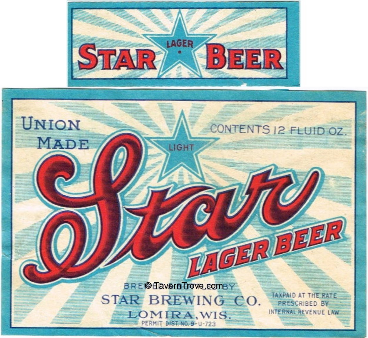 Item #100529 1906 Star Lager Beer Label WI230-03