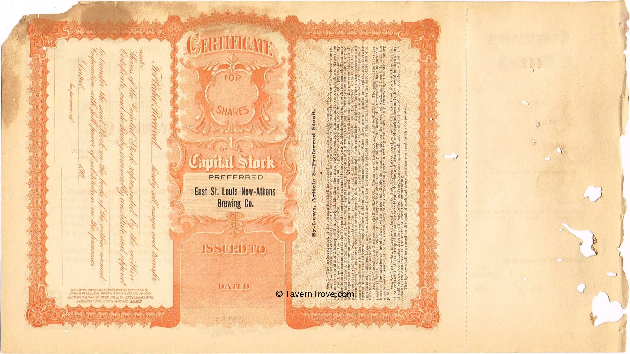 Item #27961 1904 Stock Certificate Stock Certificate
