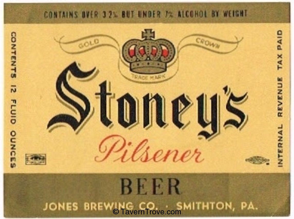 Item #65685 1949 Stoney's Pilsener Beer Label PA116-7V