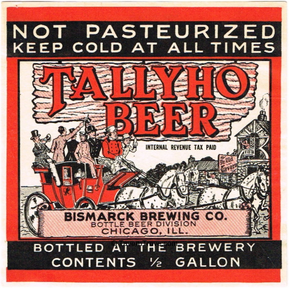 Item #36776 1940 Tally Ho Beer Label IL19-02