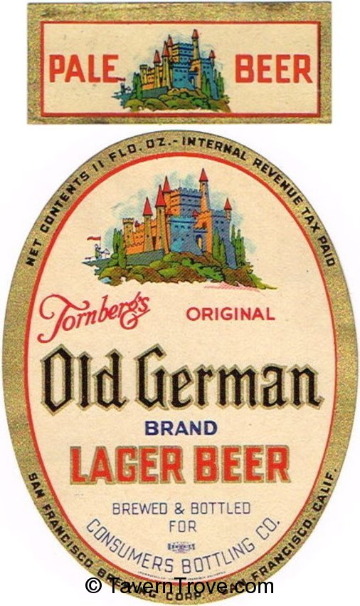 Item #4550 1939 Tornberg's Old German Lager Beer Label WS47-10