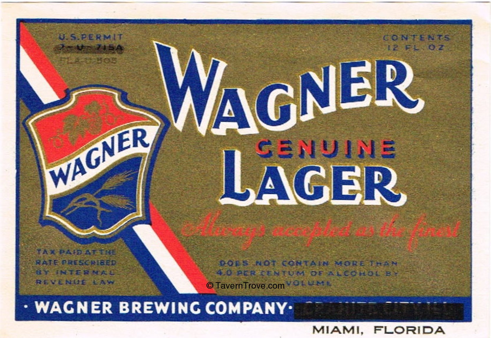 Item #45474 1934 Wagner Genuine Lager Beer Label ES24-15