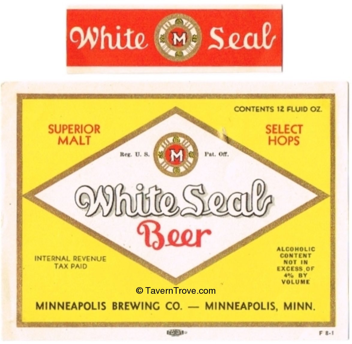 Item #75490 1936 White Seal Beer Label CS91-19V