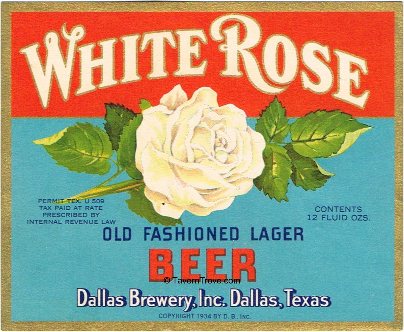 Item #65982 1937 White Rose Beer Label WS99-09