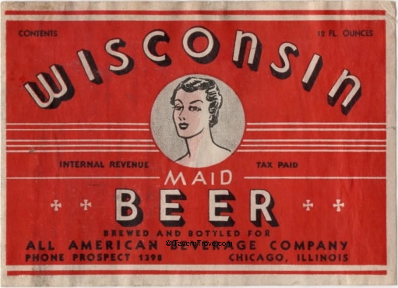 Item #74501 1935 Wisconsin Maid Beer Label No Ref.