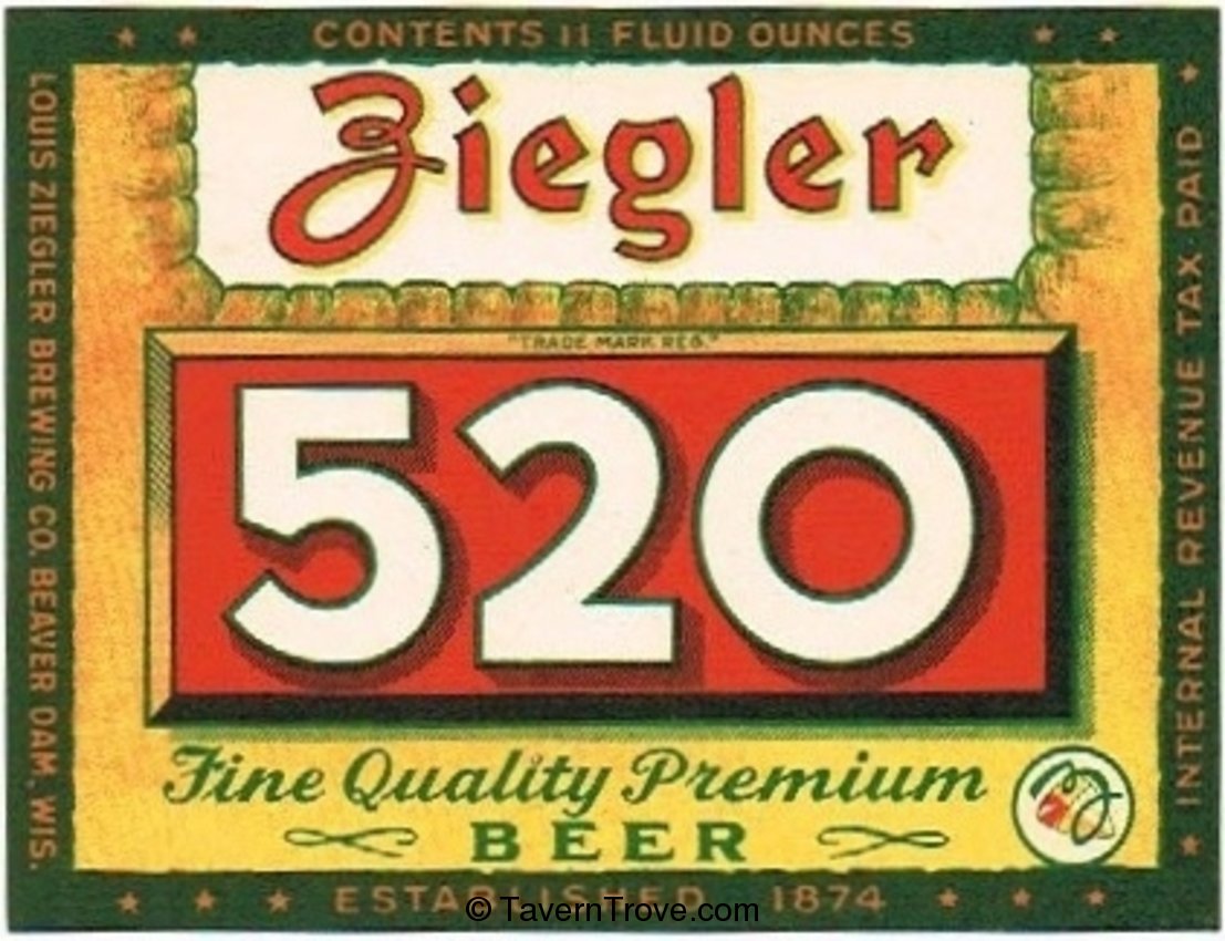 Item #29942 1947 Ziegler 520 Beer Label WI28-21