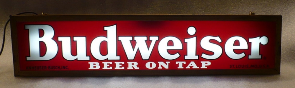 Item #87091 1940 Budweiser Beer ROG light Glass-Faced Illuminated Sign