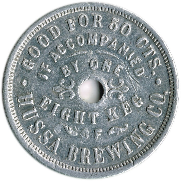 Item #63758 1900 Hussa Brewery Keg Check Token Token