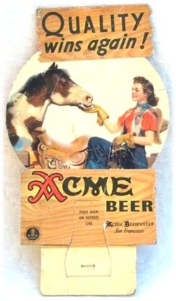 Item #77142 1941 Acme Beer Bottle Topper Sign