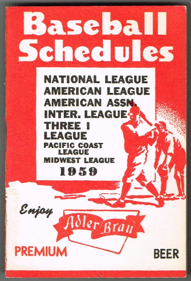 Item #75218 1959 Adler Brau Beer Baseball Schedules Booklet