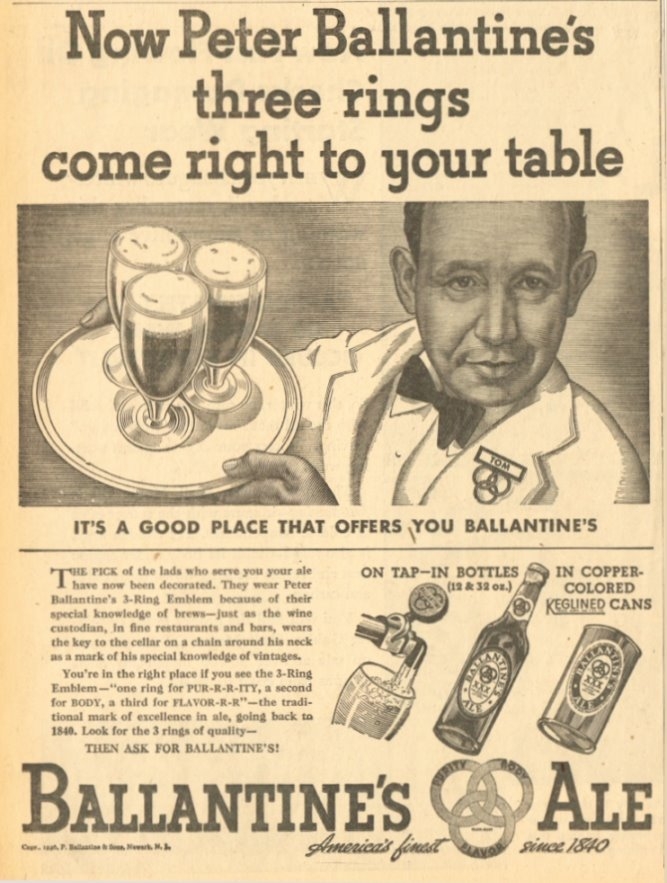 Item #77423 1936 Ballantine's Ale Paper Ad