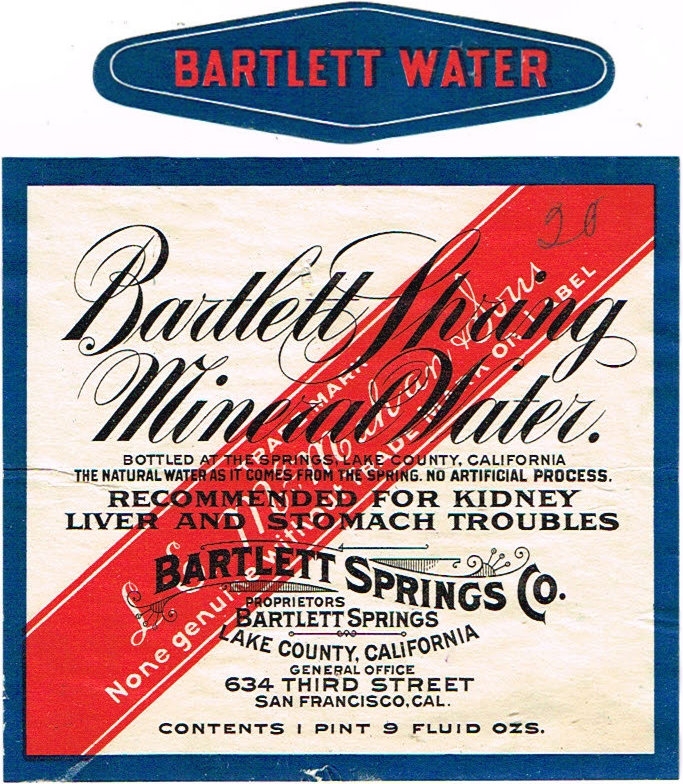 Item #86698 1915 Bartlett Spring Mineral Water Label