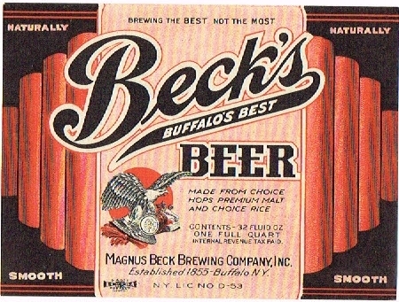 Item #67484 1937 Beck's Beer Label NY10-24