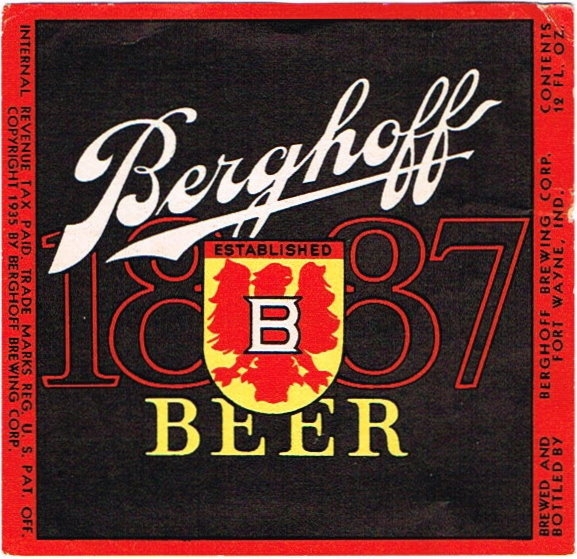 Item #71504 1938 Berghoff 1887 Beer Label CS14-15V