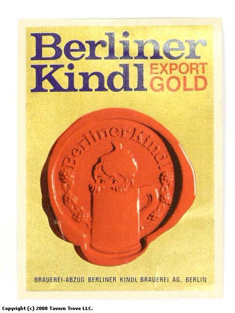 Item #47113 1965 Berliner Kindl Export Gold Label