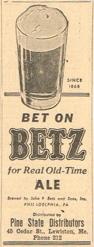 Item #79727 1936 Betz Famous Stock Ales Paper Ad