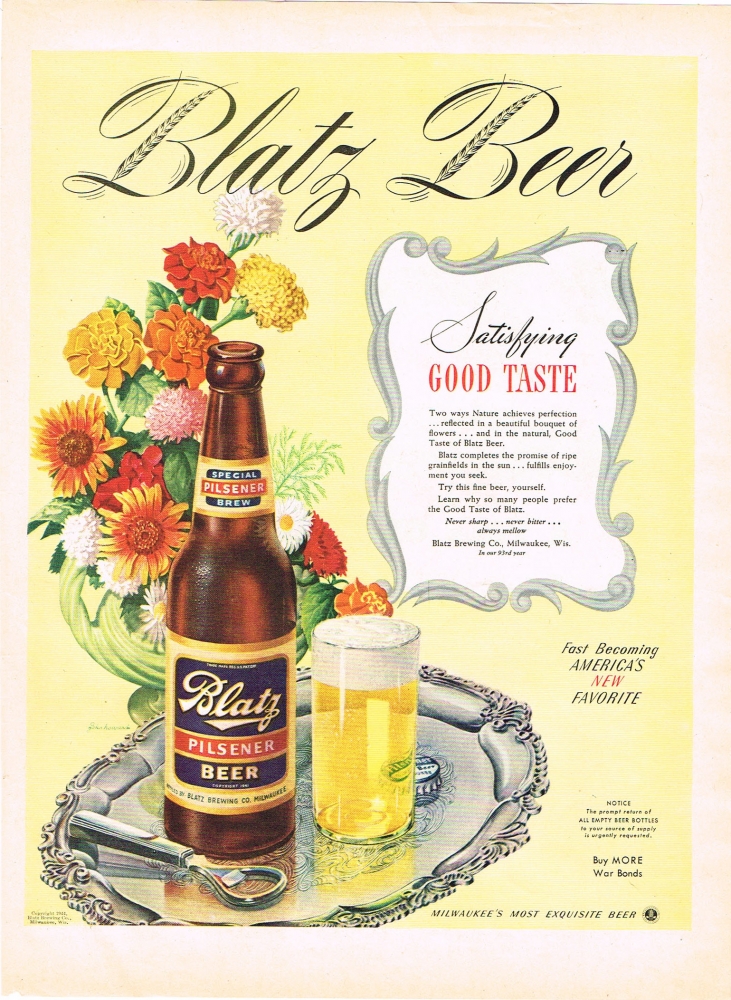 Item #80489 1944 Blatz Beer Paper Ad