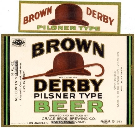 Item #78132 1937 Brown Derby Beer Label WS11-25