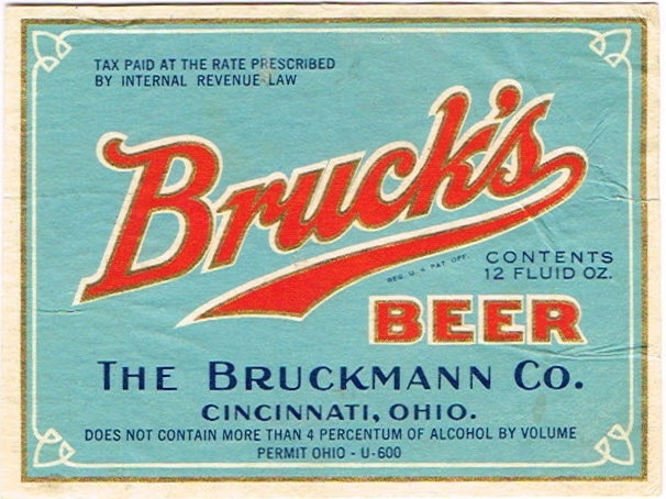 Item #88580 1936 Brucks Beer Dupe Label OH19-17