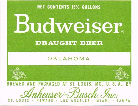 Item #73575 1959 Budweiser Draught Beer Label