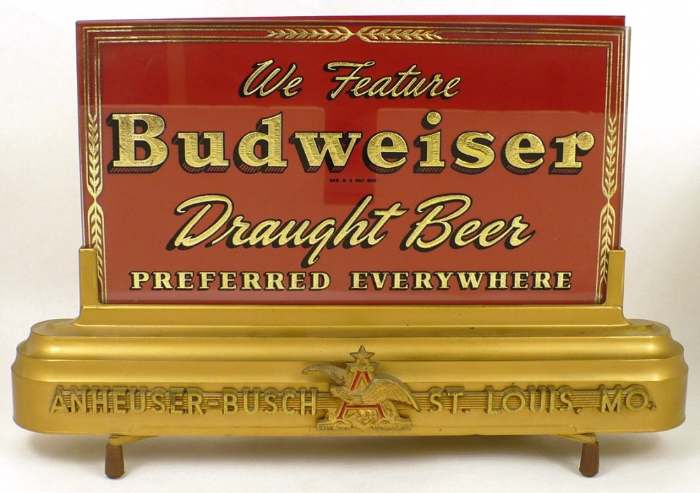 Item #87046 1953 Budweiser Draught Beer ROG cash register light Glass ...
