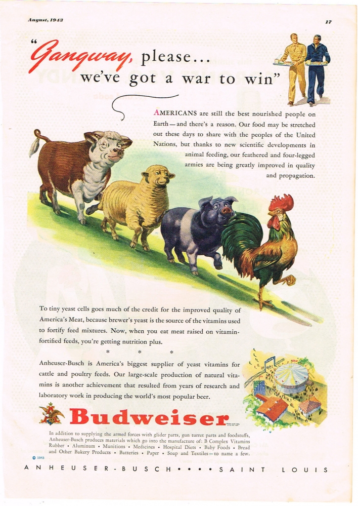 Item #87725 1943 Budweiser Lager Beer Paper Ad