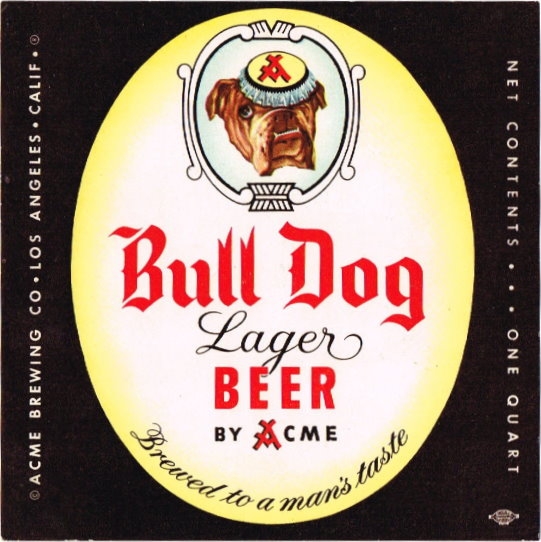 Item #73829 1955 Bull Dog Lager Beer Label