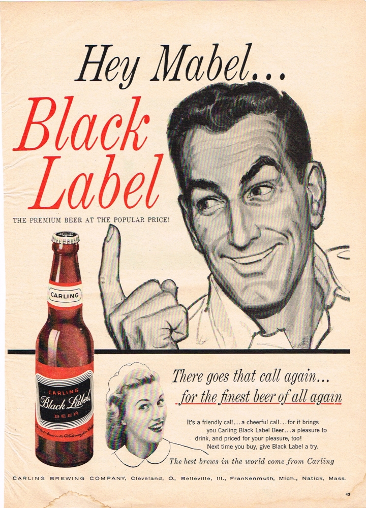 Item #81198 1957 Carling's Black Label Beer Paper Ad