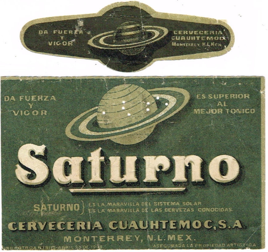 Item #54904 1915 Cerveza Saturno Label