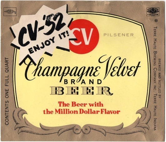 Item #72094 1952 Champagne Velvet Beer Label