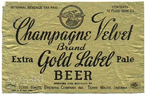 Item #4634 1940 Champagne Velvet Beer Label CS34-18