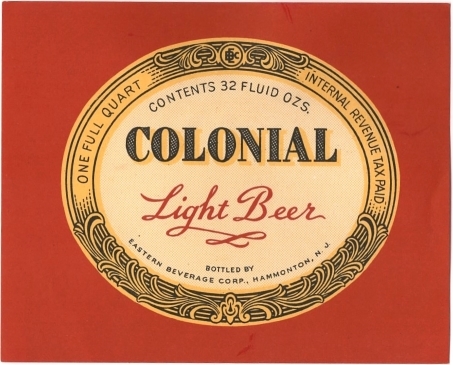 Item #71252 1944 Colonial Light Beer Label ES88-09