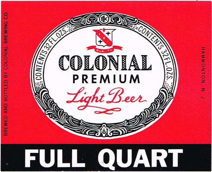 Item #79991 1957 Colonial Premium Light Beer Label