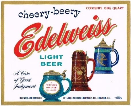 Item #19471 1960 Edelweiss Light Beer Label