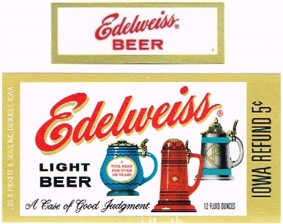 Item #47449 1975 Edelweiss Light Beer Label