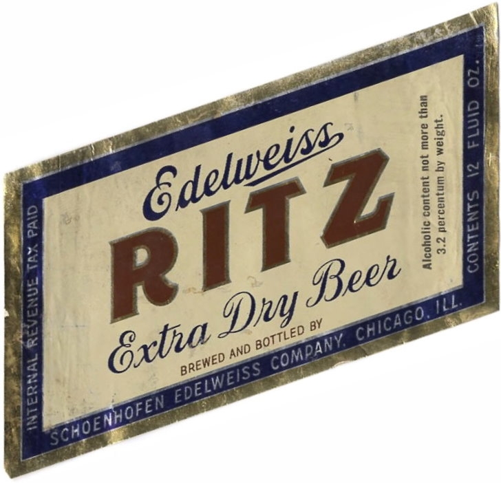 Item #74794 1946 Edelweiss Ritz Beer Label IL46-09