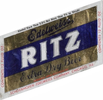 Item #74796 1950 Edelweiss Ritz Beer Label IL46-10