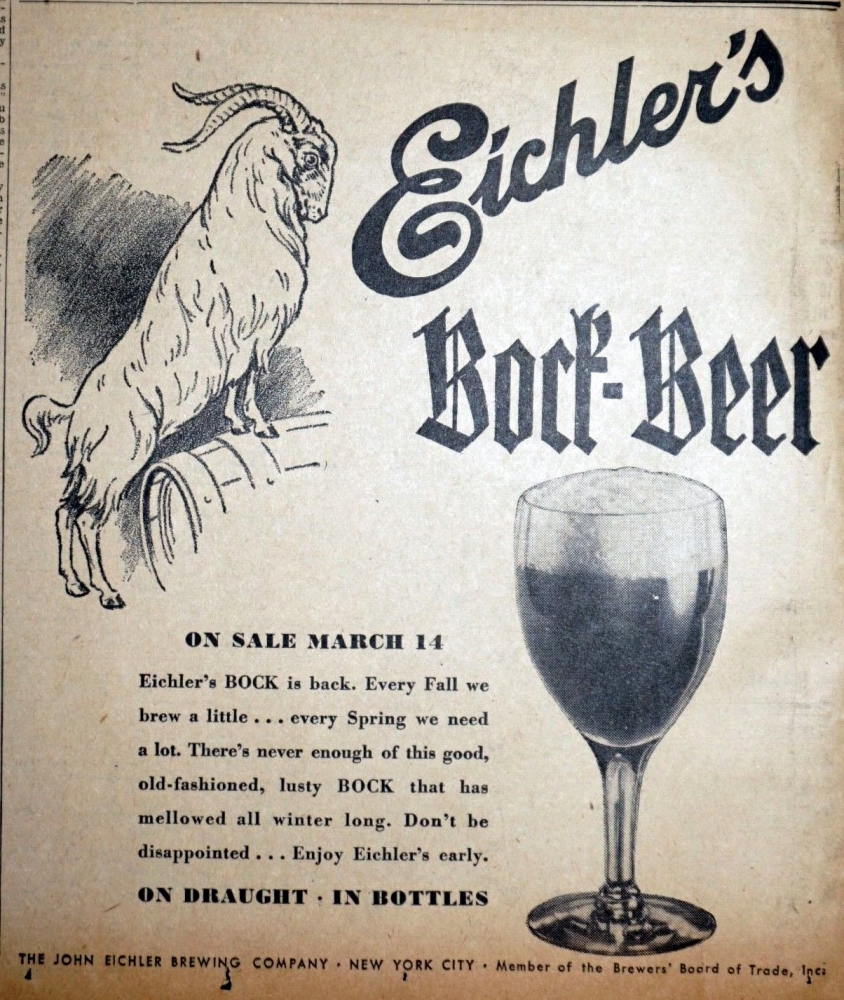 Item #30757 1938 Eichler's Bock Beer Paper Ad