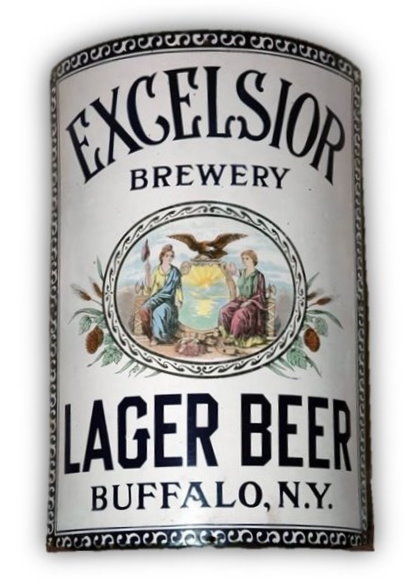 Item #83131 1896 Excelsior Brewery corner sign Corner Sign